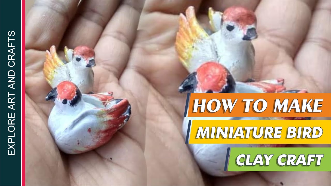 How to make miniature bird from clay - clay craft (fevicryl) - YouTube