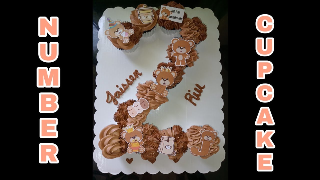 PULL APART NUMBER CUPCAKE| NUMBER 2 CUPCAKE | BROWN BEAR CUPCAKE - YouTube