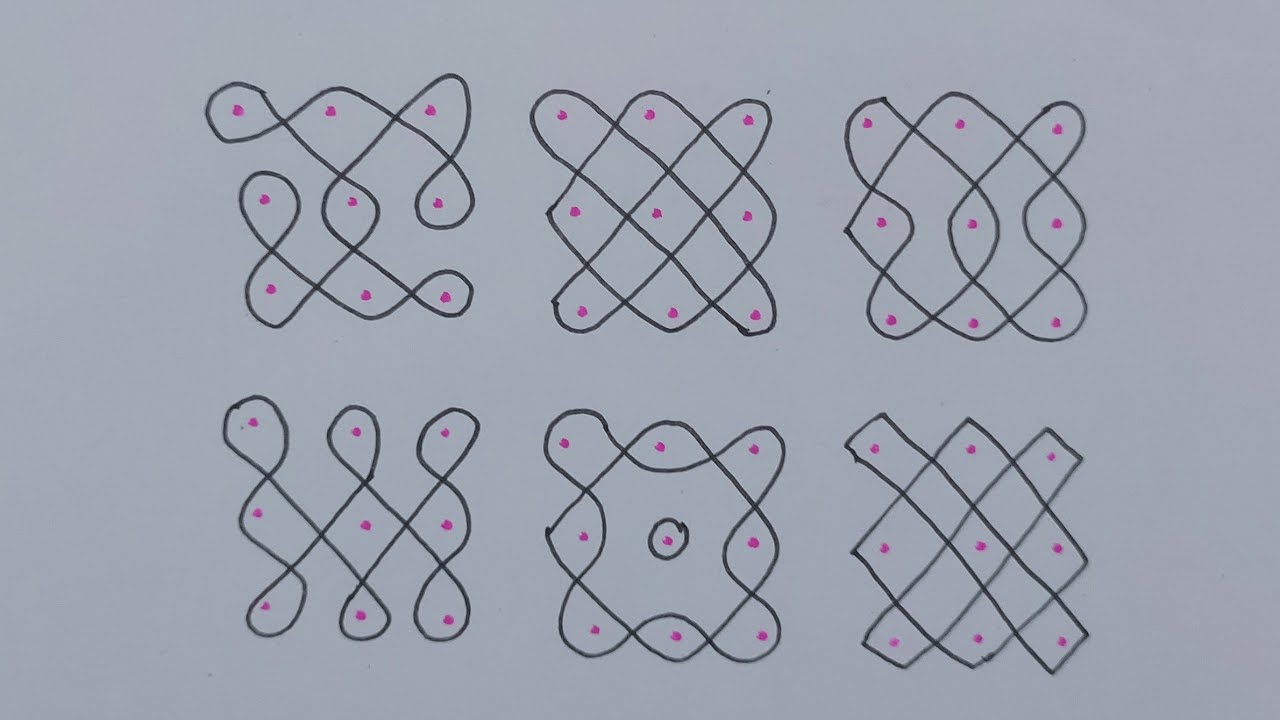 3*3 easy dot kolam for beginners//how to draw a simple kolam//easy ...