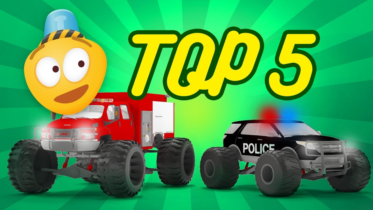 Monster Truck Compilation - Fire Brigade, Tow Truck, Police Cars | Top ...