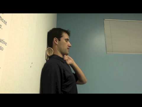 Deep neck flexor nod with resistance in standing - YouTube