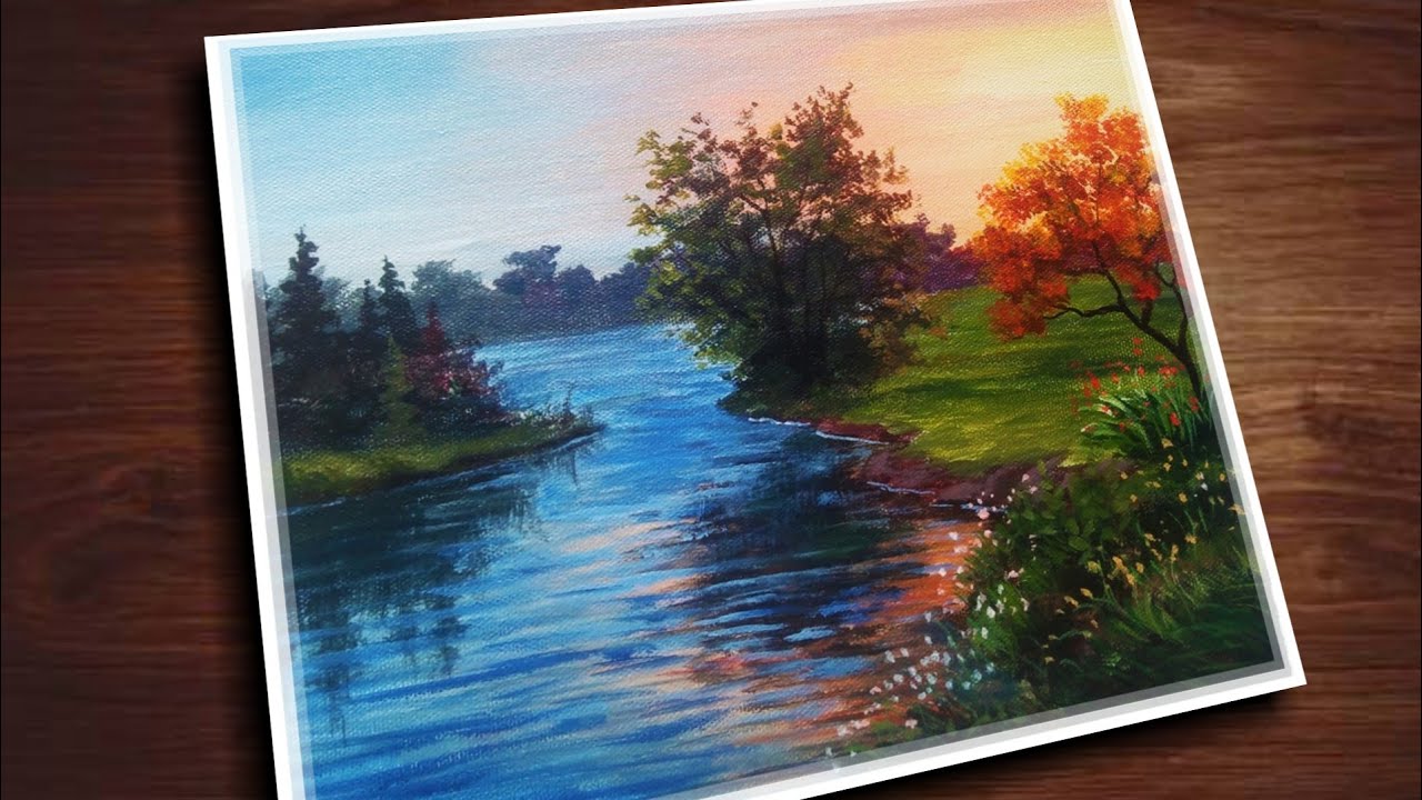 Beautiful Morning Acrylic Painting / Easy Sunrise Painting - YouTube