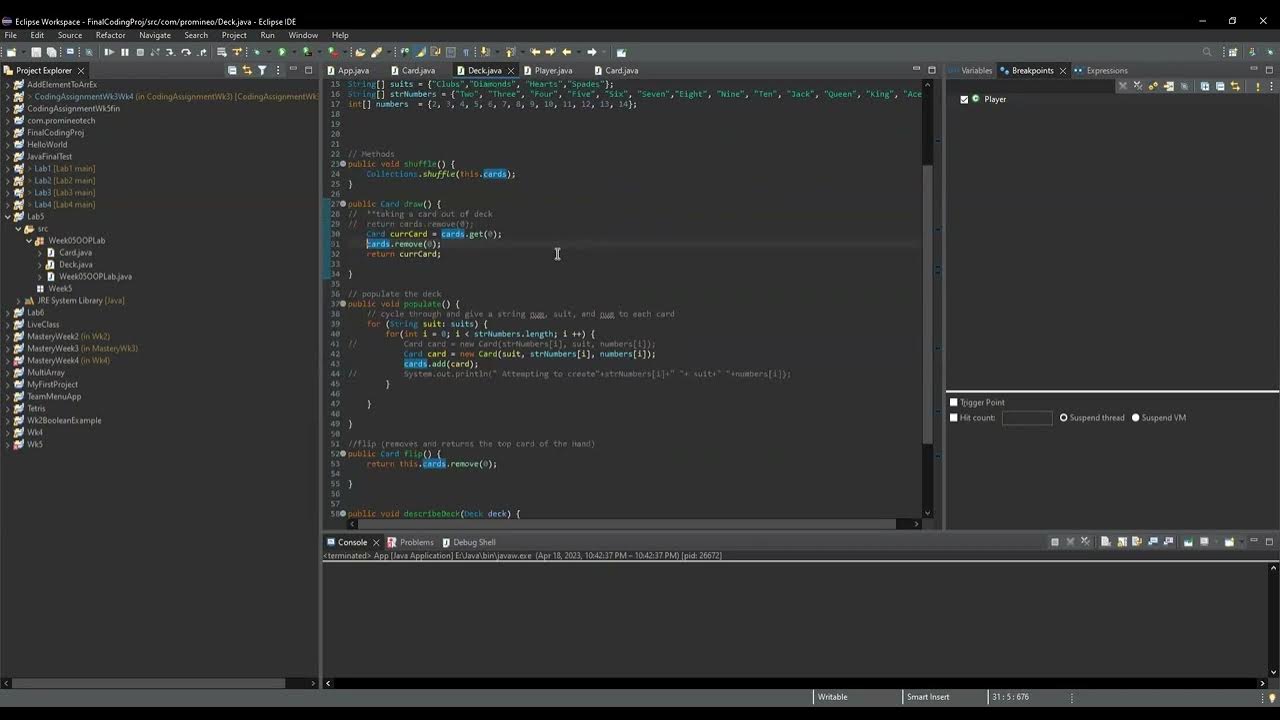 Wk6 Final Project - Java War Game (OOP/Debugging) - YouTube