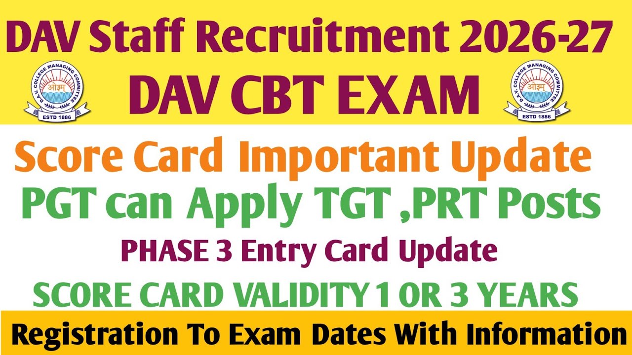DAV CBT Score Card * With Higher Post Can Apply For Lower Post With ...