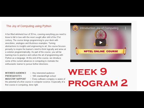 NPTEL The Joy of Computing using Python Week 9 Programming Assignment 2 ...