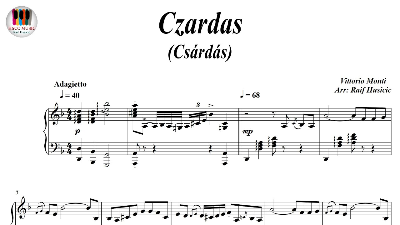 Czardas, Csárdás - Vittorio Monti, Piano Sheet Music, Piano Tutorial ...