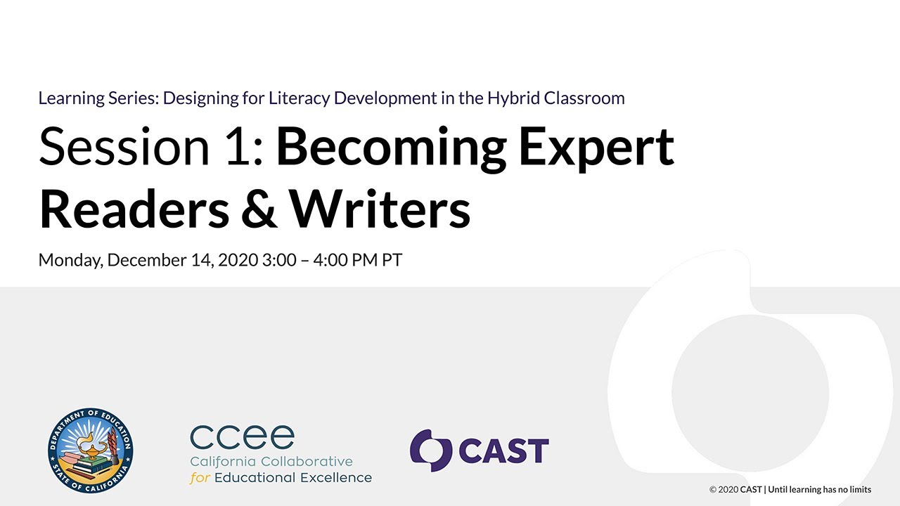 Session 1: Becoming Expert Readers & Writers - YouTube