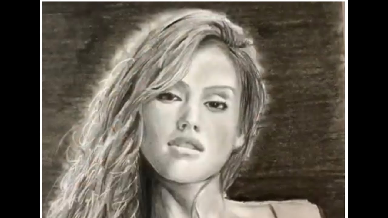 sketch jessica alba step by step for beginners - YouTube
