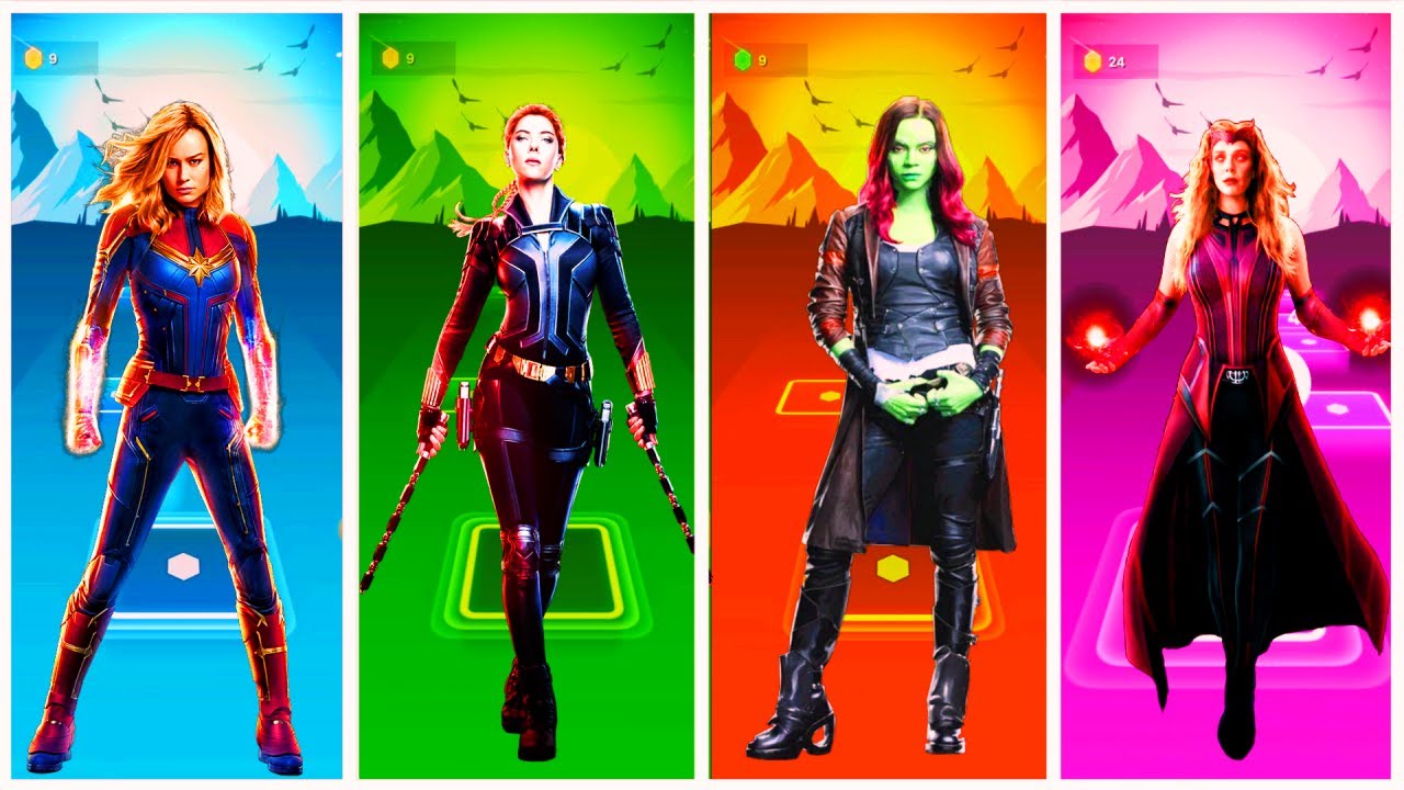 Capitan Marvel vs Black Widow vs Gamora vs Vanda Avengers Girls Tiles ...