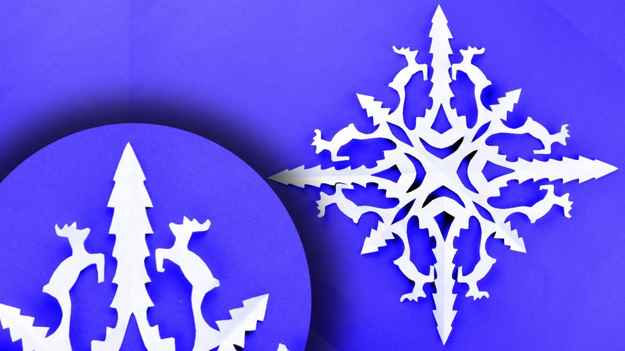 Paper Cutting Design ️How to make a Santa's reindeer snowflake for ...