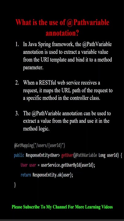 What Is Use Of Pathvariable Annotation Youtube