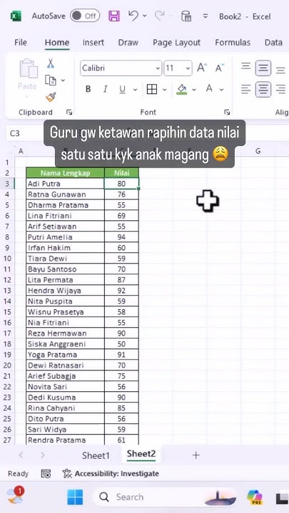 Rapihin data nilai otomatis di EXCEL #excel #exceltips #exceltricks #tutorexcel #belajarexcel ...