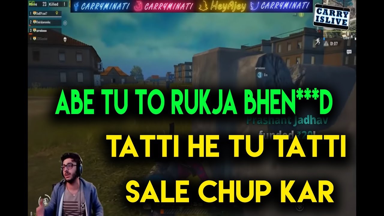 CarryMinati Angry on Harnit aka Gunshot Rage Moment Carryminati ...