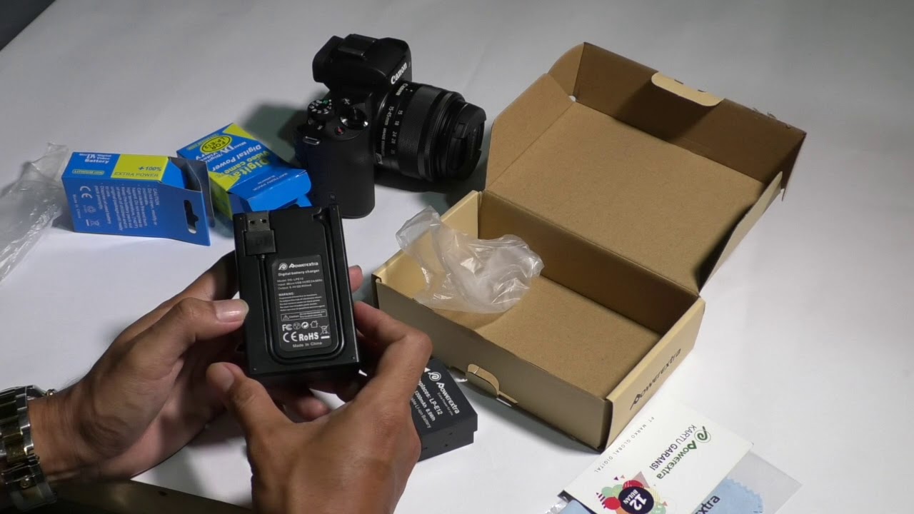 Battery Canon M50 LP-E12 Powerextra - YouTube