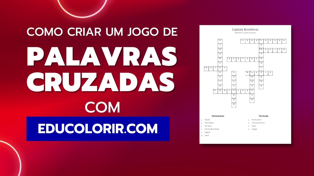 Como Criar Palavras Cruzadas com a Plataforma Educolorir.com - YouTube