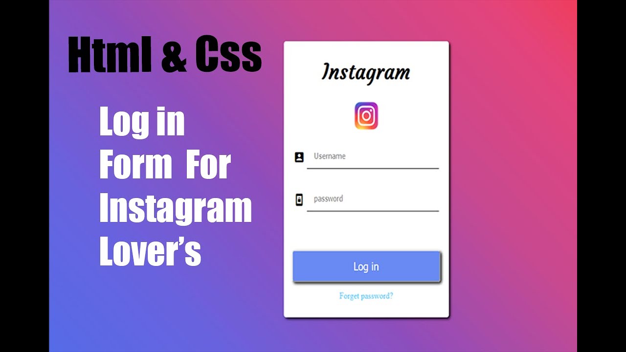 Insta log in design with preloader in Html&Css. - YouTube