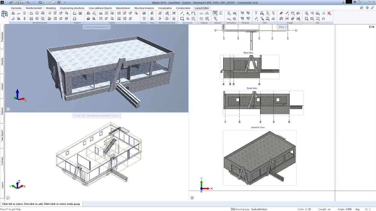 QuickStart lesson 8 - Views and sections: Preparing a formwork drawing ...