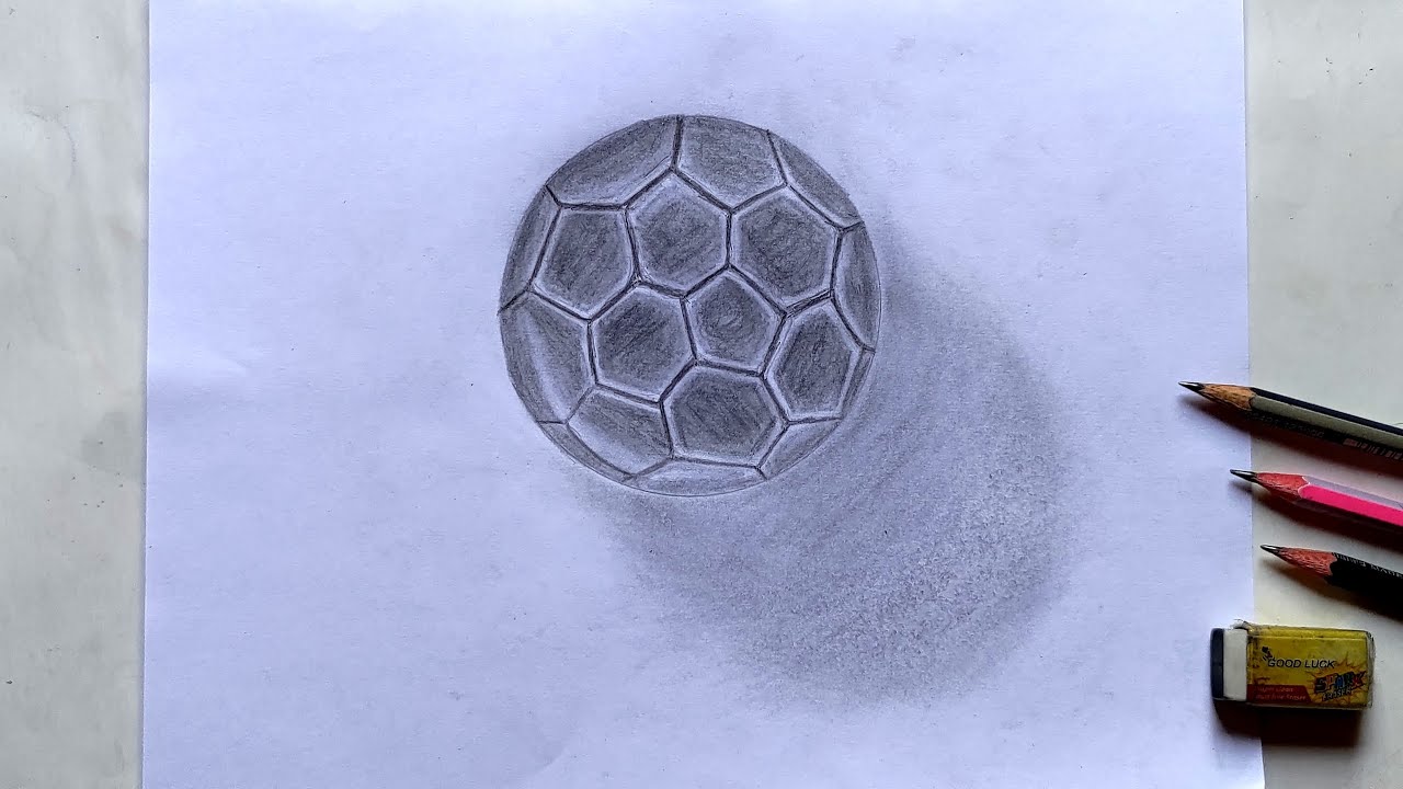 How To Draw A Soccer Football Easily Step By Step - 3D Football Drawing ...