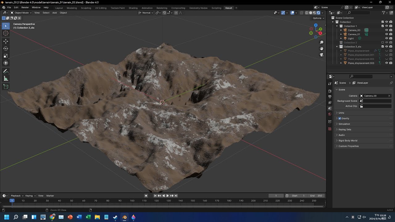 Blender 4.02 Create a Terrain (3) : bake diffuse & normal map for ...