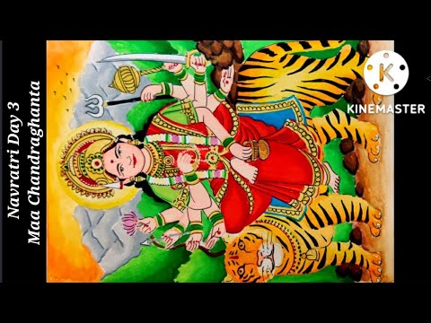 Navratri Day 3 Maa Chandraghanta/ How to draw a beautiful drawing ...