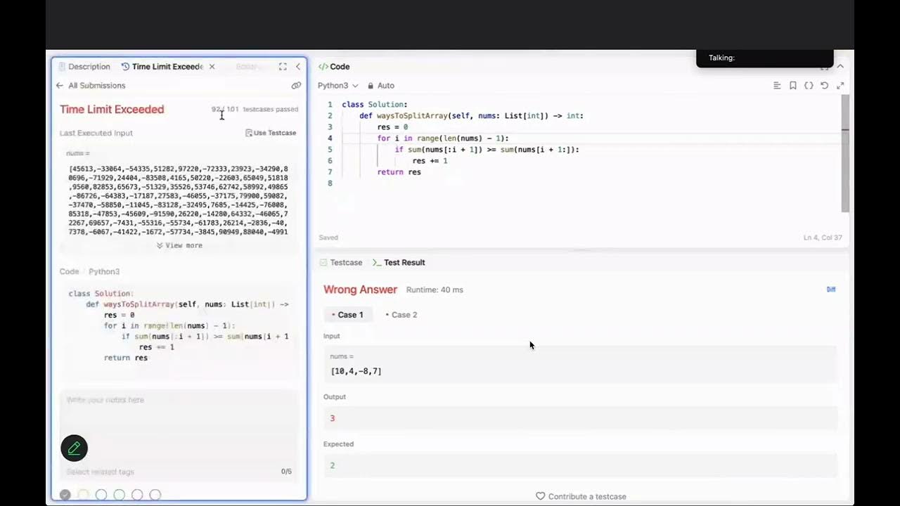 2270. Number of Ways to Split Array - Using python - YouTube