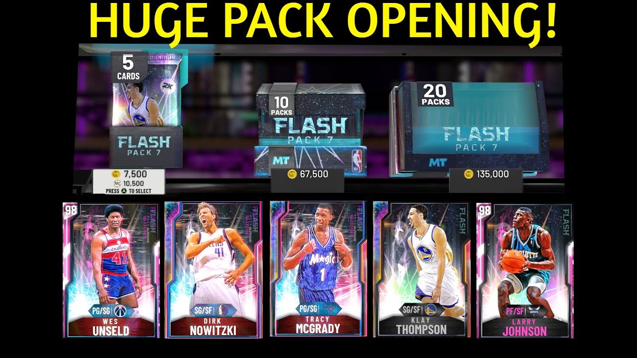 *NEW JUICED* Flash 7 Pack Opening! Galaxy Opal T-mac & Klay! NBA 2K20 ...
