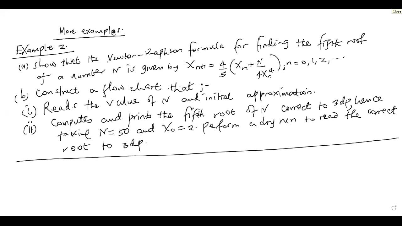 NUMERICAL METHODS (FLOW CHARTS) MORE EXAMPLES (2) - YouTube