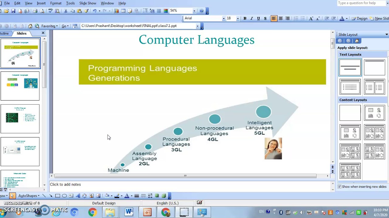 CH1.1, class 7,Computer languages, machine language, assembly language ...