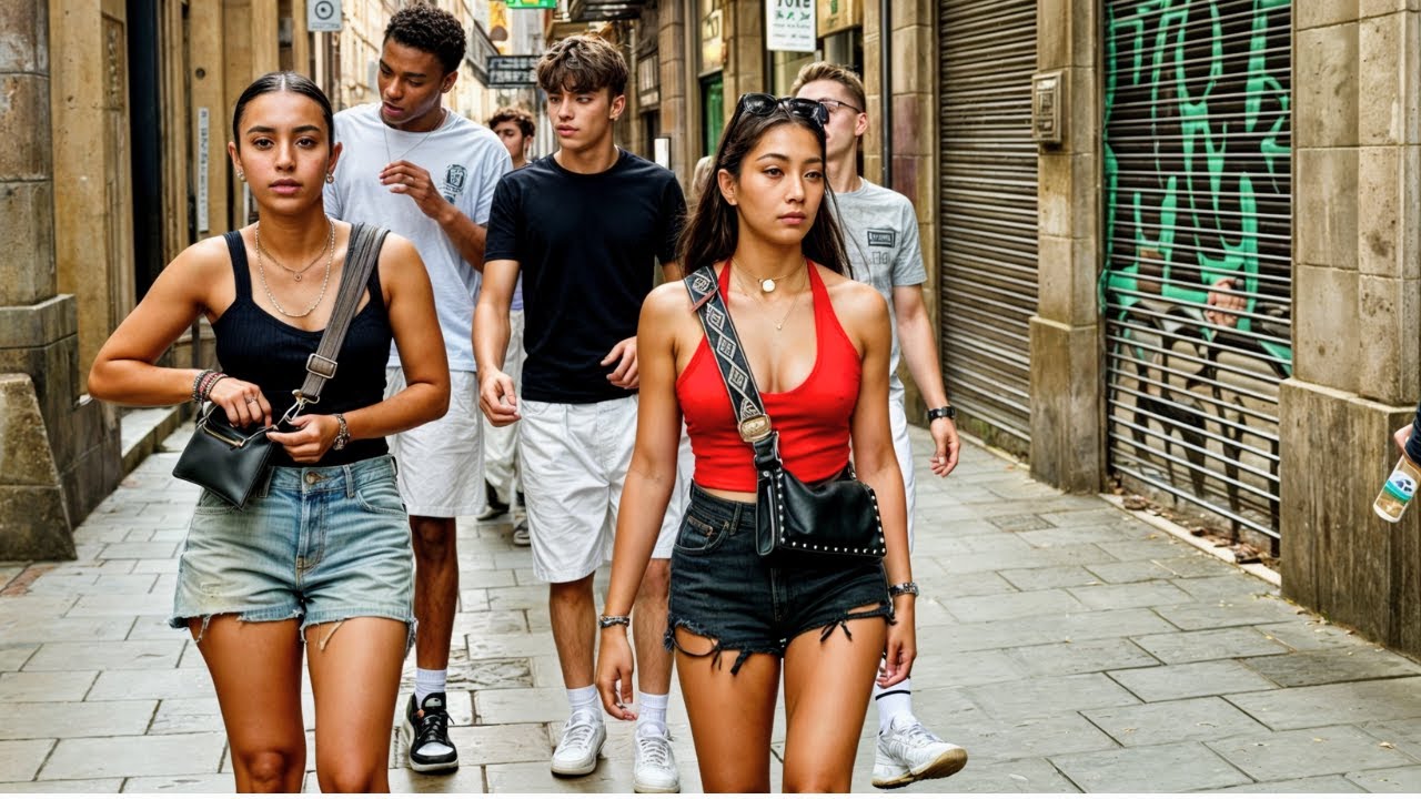 Summer in Barcelona: Beautiful Girls Strolling Through the City ...