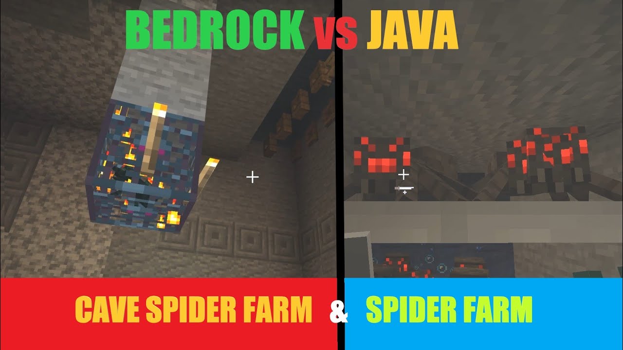 Cave Spider Farm & Spider Farm Minecraft Bedrock vs Java pt5 - YouTube