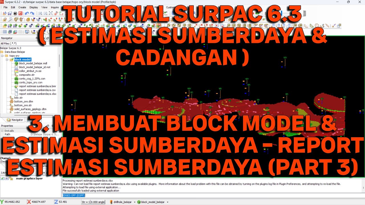 TUTORIAL ESTIMASI SUMBERDAYA & CADANGAN MENGGUNAKAN SURPAC ( PART 3 ) #education #videotutorial ...