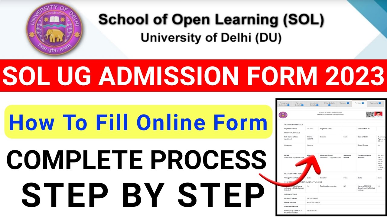 SOL Admission 2023 | How To Fill DU SOL Admission Form 2023-24 | SOL ...