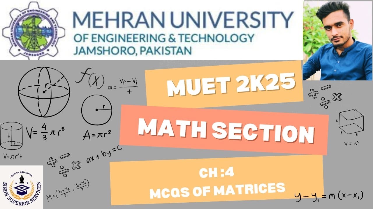 Matrices MCQS MUET Entry Test Preparation 2025/Mathematics Past Paper ...