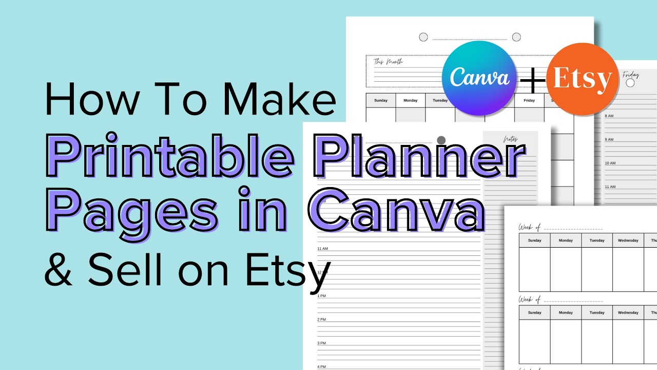 How To Make Printable Planner Pages in Canva & SELL on ETSY | Digital Product Business ...