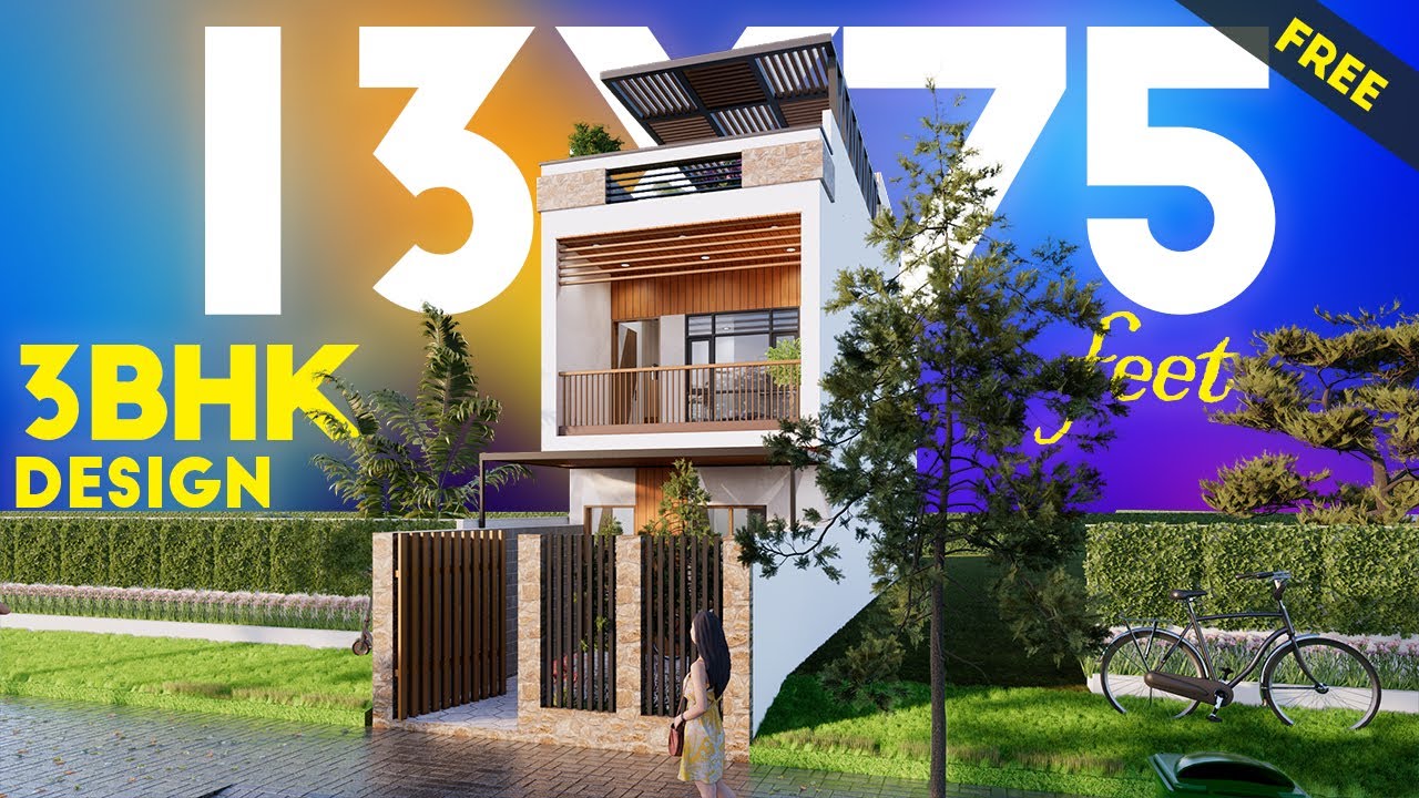 13X75 Feet House Design With 4 Bedroom New Style House Plan#227 - YouTube