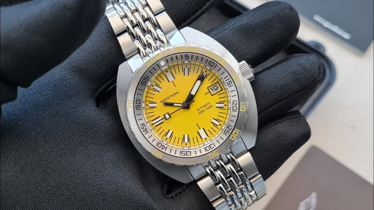 Review Seestern 300T Homage of Doxa Sub 300 Yellow Dial - YouTube