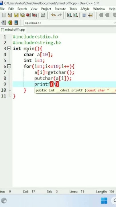 Wap Print The Character Using Array Cprogramming Youtubeshorts Coder Programming