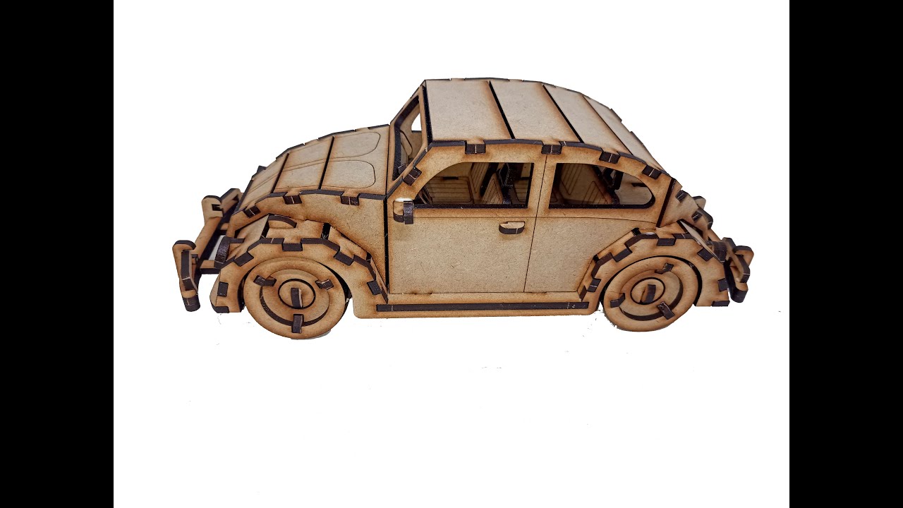 VW sedán Vocho MDF corte láser - YouTube