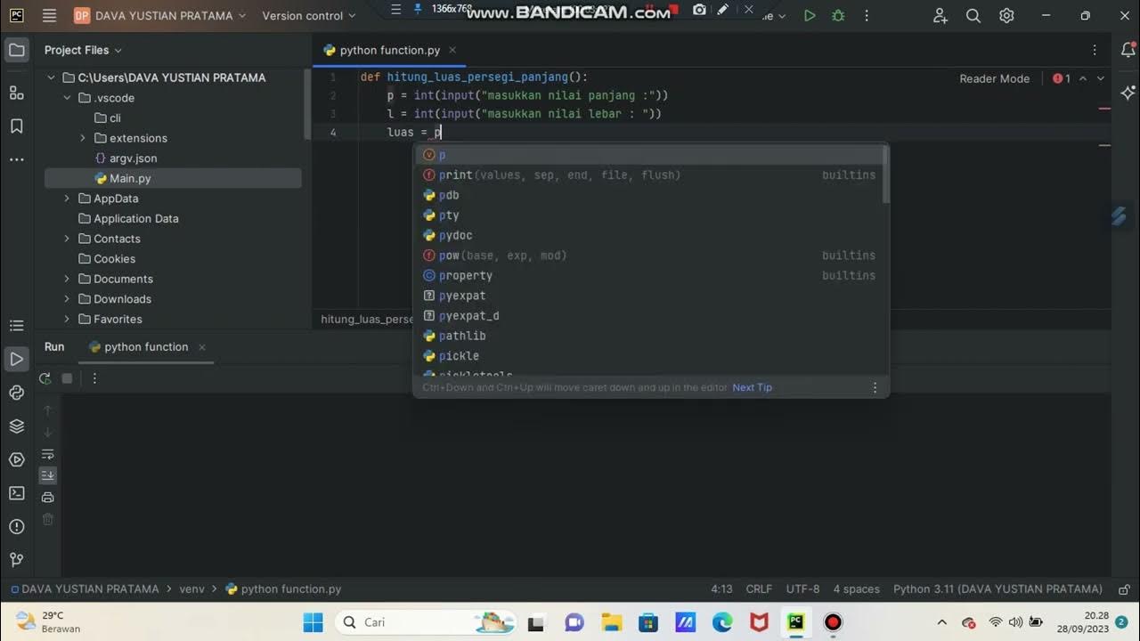 MEMBUAT PROGRAM PYTHON FUNCTION DENGAN MENGGUNAKAN DEF - YouTube