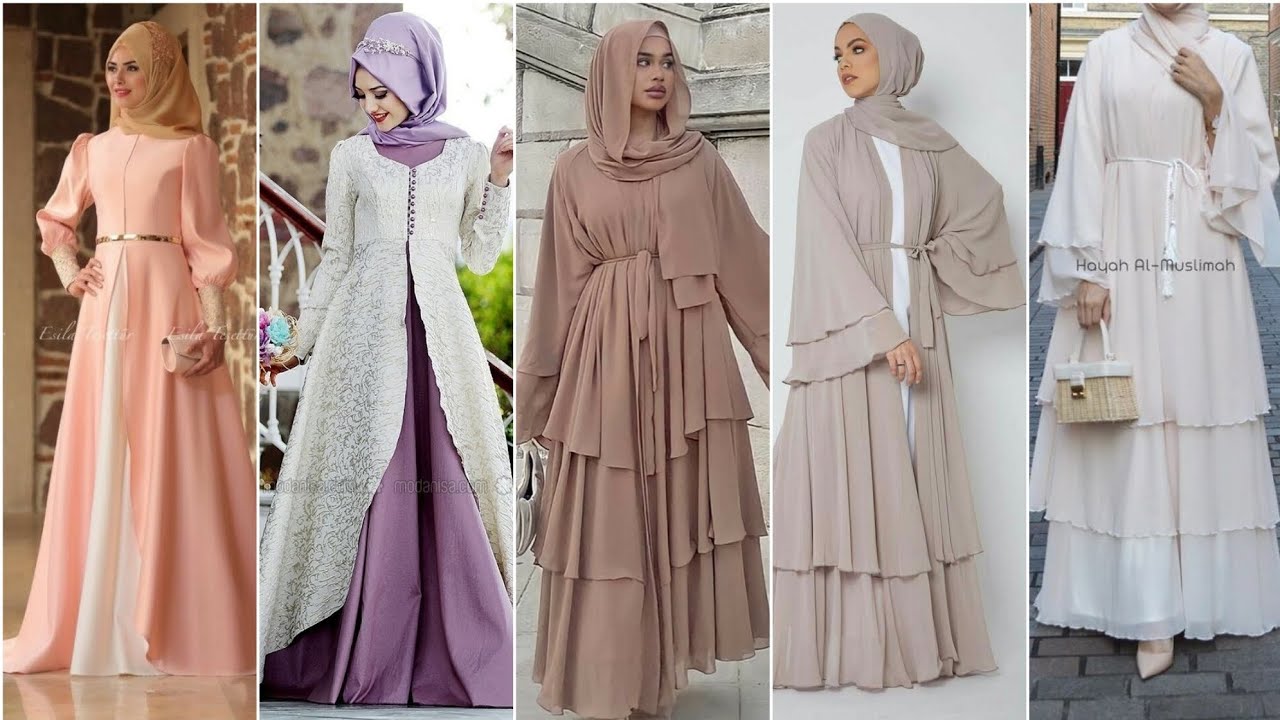 beautiful long frock with hijab || colour abaya design || muslim wear ...