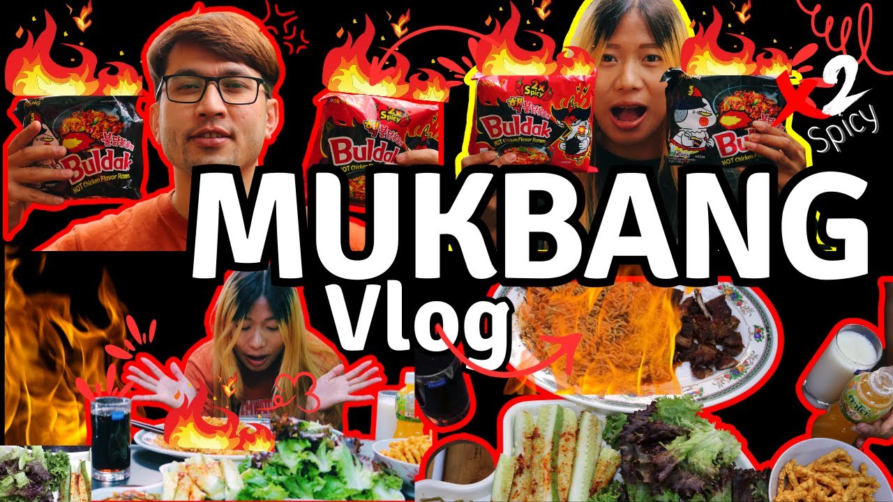 Mukbang Vlog | Pork Crispy fried *2 Spicy Korean Noddles | Spouse ...