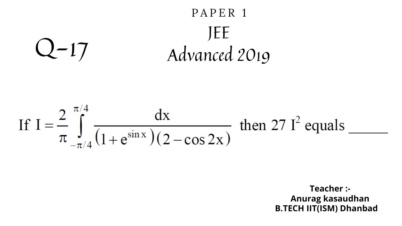 JEE Advanced 2019 Math Paper 1 Q 17 Solution IIT JEE Maths 