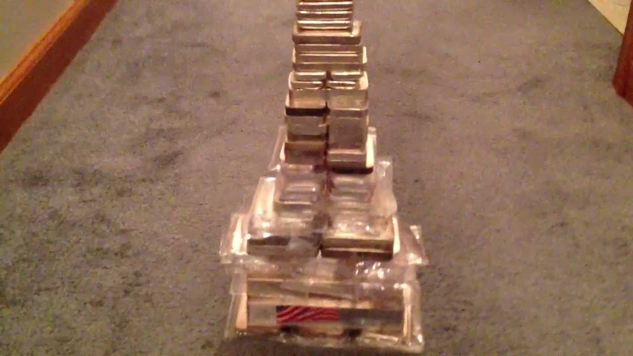 My Silver Stack: "Silver Tower" Over 600 Ounces of Silver in Bars - YouTube