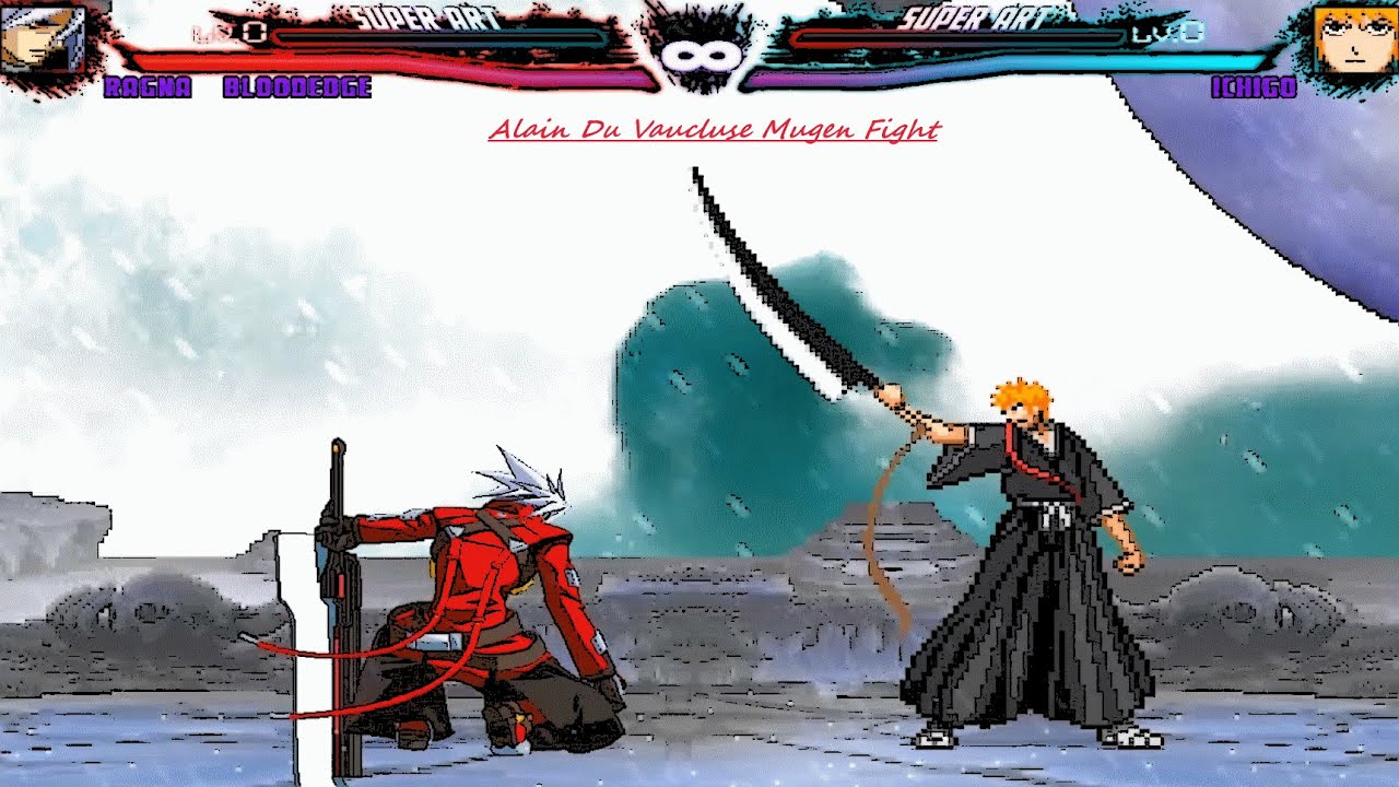 Mugen : Ragna Bloodedge (Blazblue) Vs Ichigo (Bleach) (Request) - YouTube