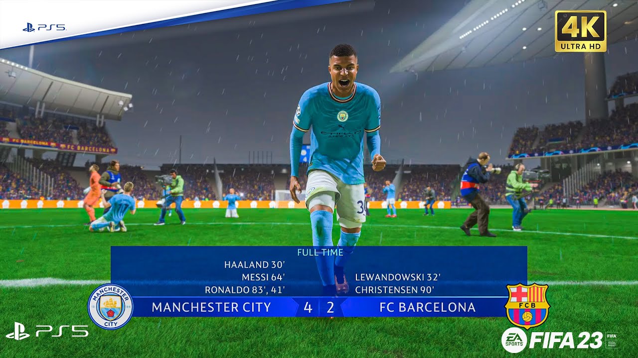 FIFA-23 PS5 | Messi, Haaland, Mbappe At Man City vs Barcelona Champion ...