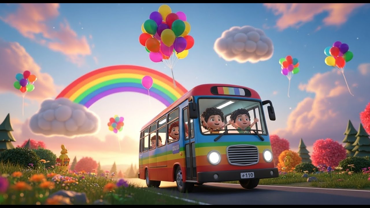 The Rainbow Bus Adventure | Fun Travel Song for Kids | Nursery Rhymes ...