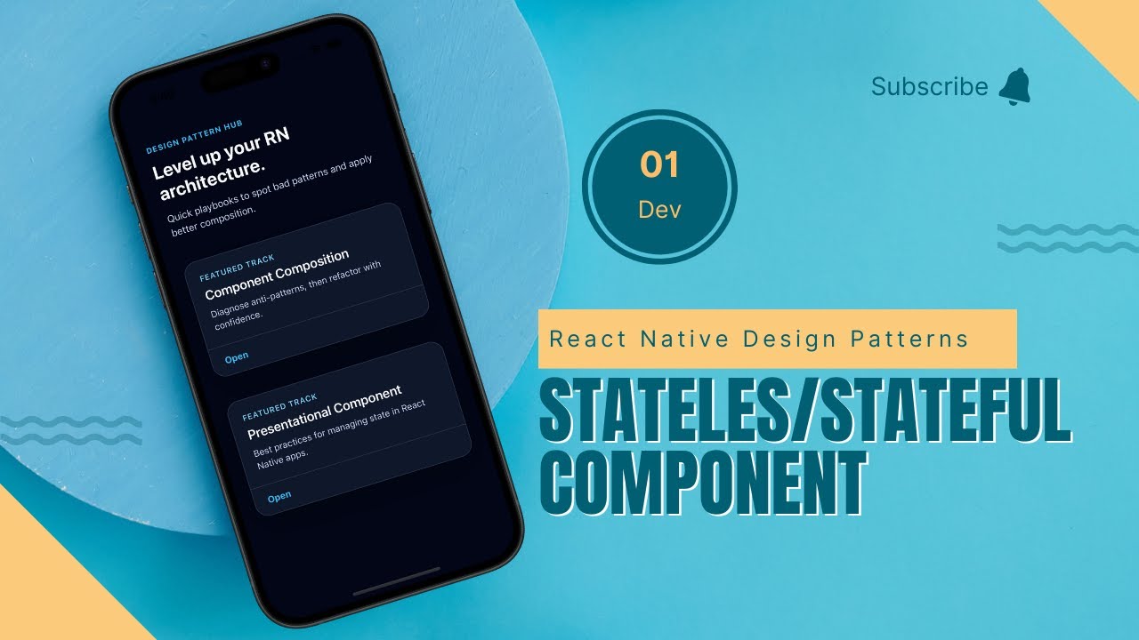 Stateless/stateful components - React Native Design Patterns - YouTube