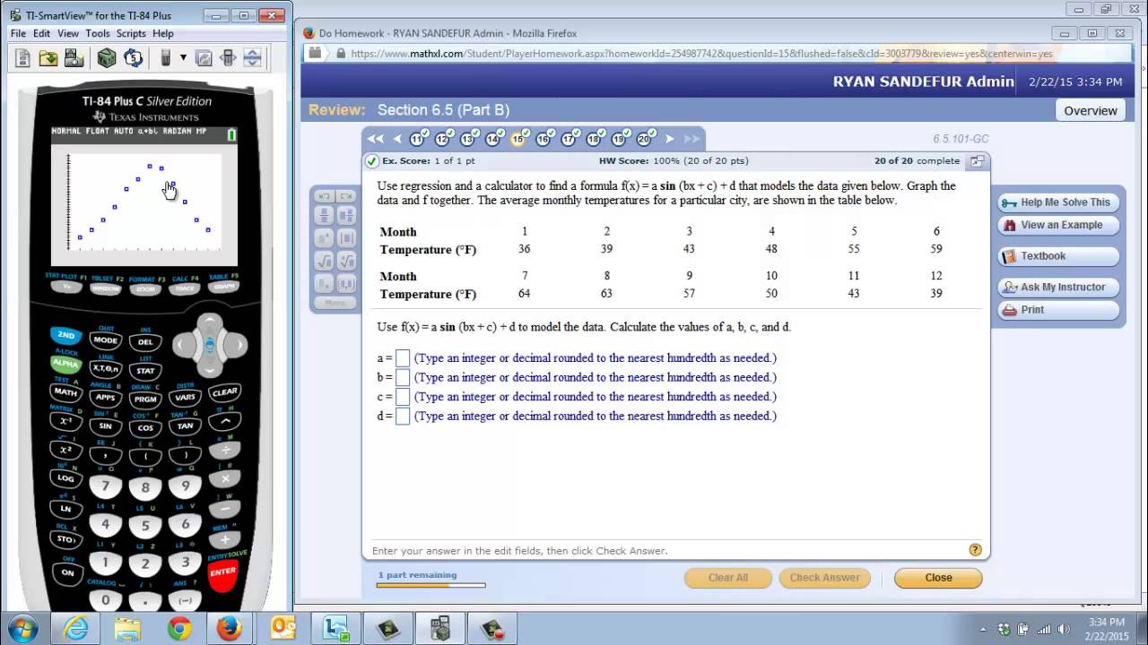 Sine Regression on TI84 - YouTube