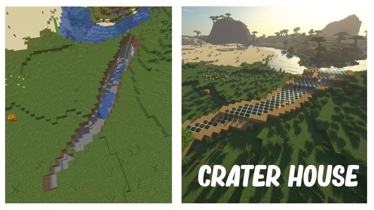 How to make a crater house- Casa en crater Minecraft Diseño - YouTube