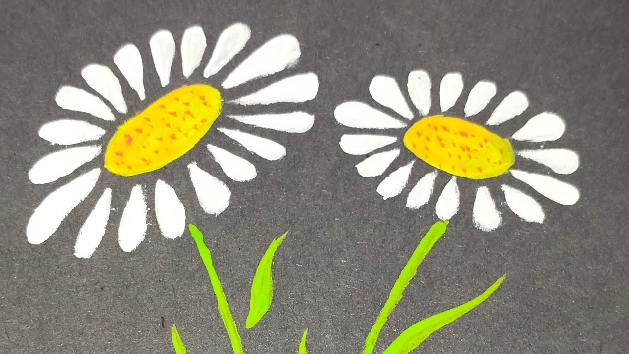 Daisy flower acrylic painting 🖌️🖌️ ll tutorial ll painting - YouTube
